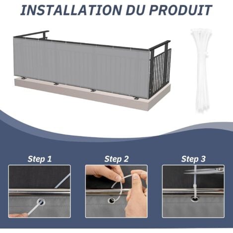 Brise Vue Balcon 90x500cm PES, Pare-Exterieur Cache Occultant pour ...