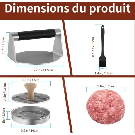 Presse à Burger avec Hamburgermaker et Silicone Pinceau, Acier ...