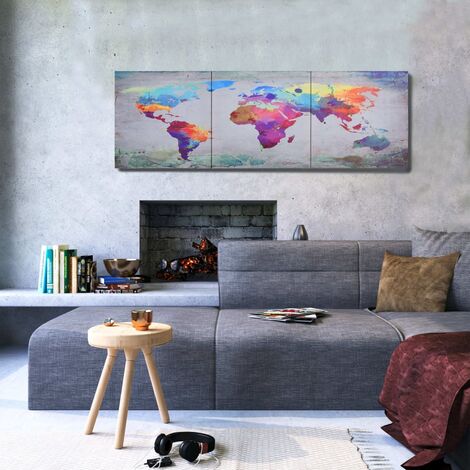 Paneles de pared Vidaxl con impresión de mapas de 120x40 cm multicor