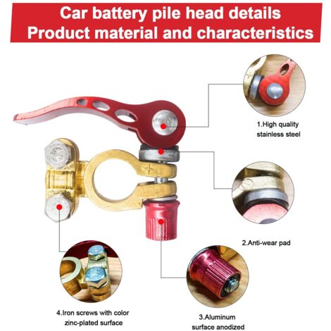 Connecteur de Borne de Batterie,Cosse Batterie Serré Solidement,Positive et Négative Bornes de ...