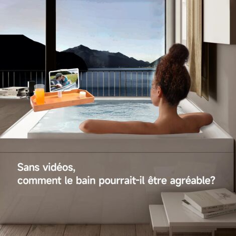 Plateau en Bambou pour Spa, Table d'appoint antidérapante pour Boissons avec Porte-gobelet et ...