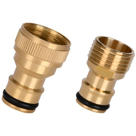 Lot de 2 Adaptateur Tuyau Arrosage, Raccords d'arrosage en Laiton, 1/2" Rapides Ensemble ...