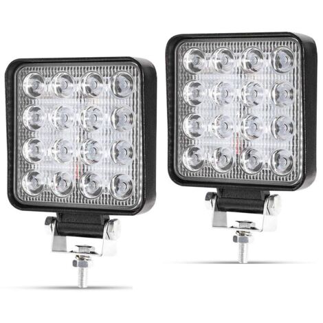 2 X 48W Projecteur Phare de Travail LED Carré 12V 24V Projecteur LED ...