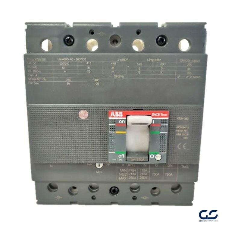Interruptor Magnetotérmico Caja Moldeada 250A 4P XT3N250 ABB (1SDA068264R1)