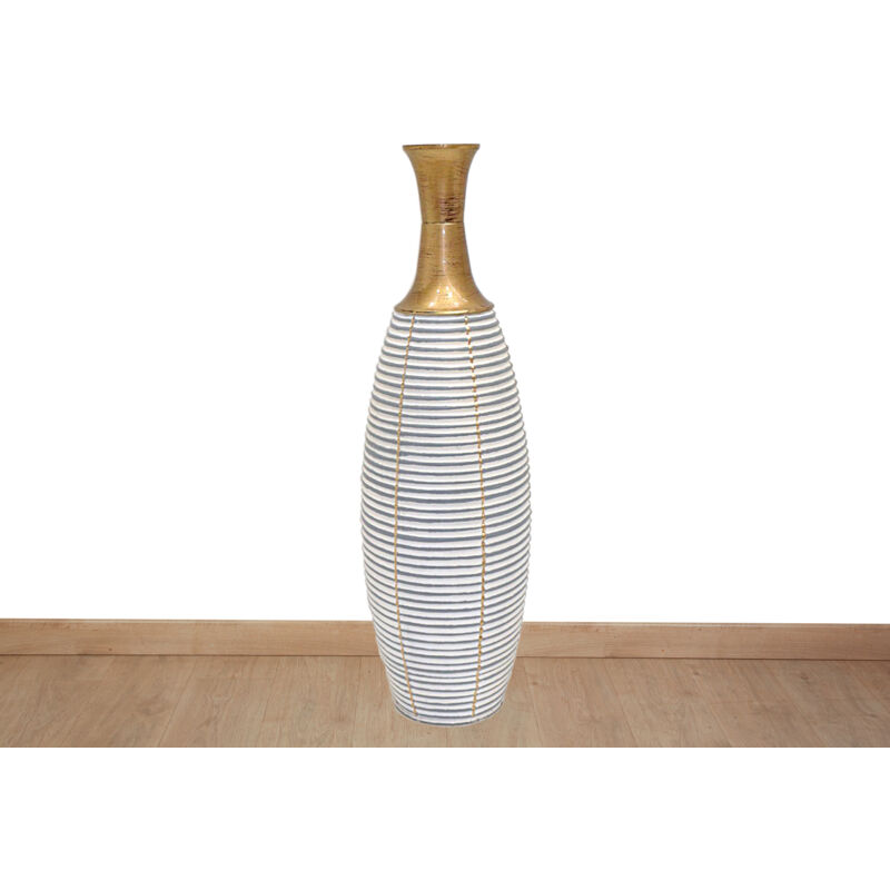 Jarron Metal Dorado/Blanco 8674