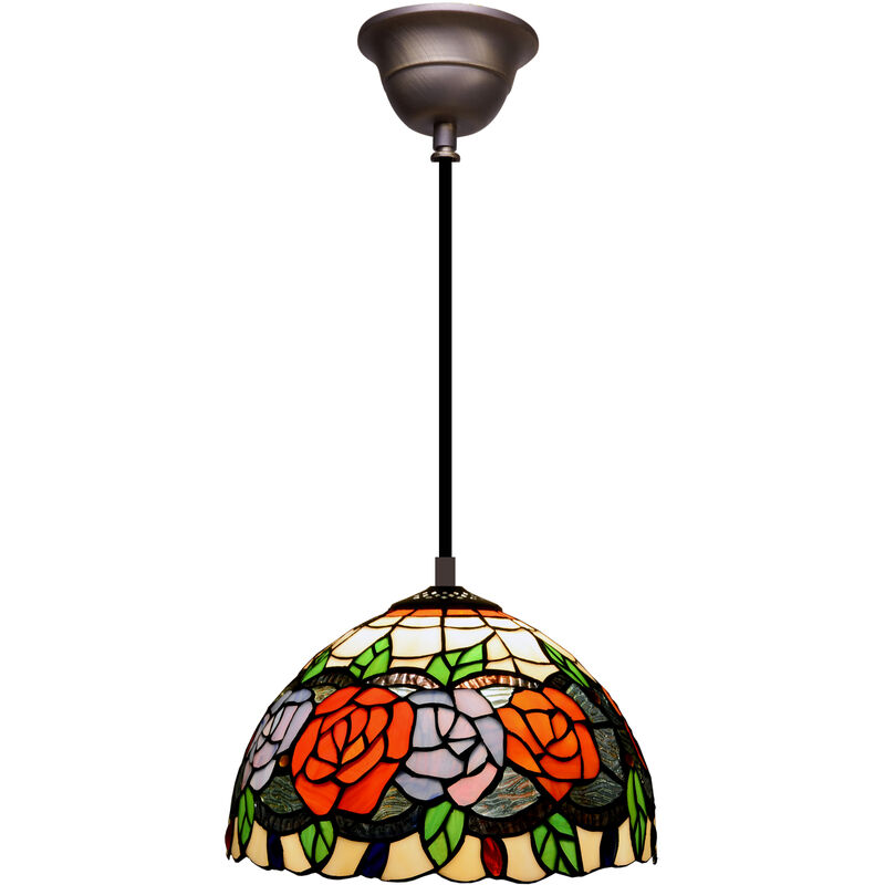 Lámpara Colgante con cable Tiffany Serie Rosy D-30cm 283400