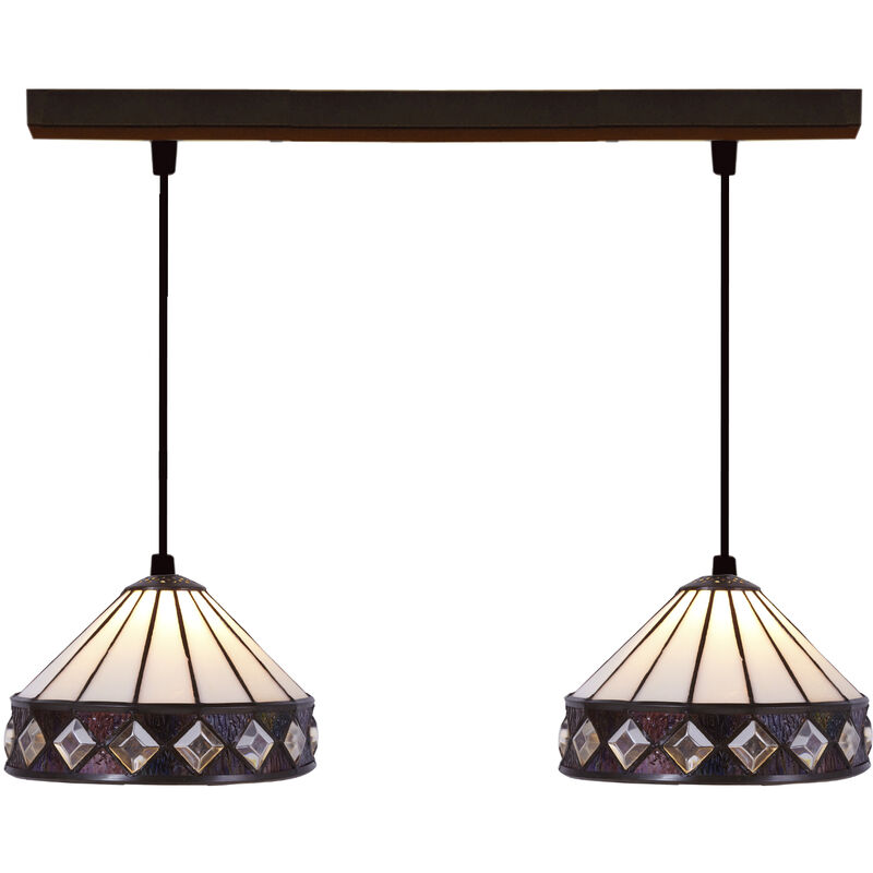 Lámpara Colgante de techo Tiffany regleta Serie Ilumina D-20cm x2 291002