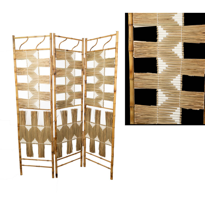 Biombo 3 Partes Fibras Naturales