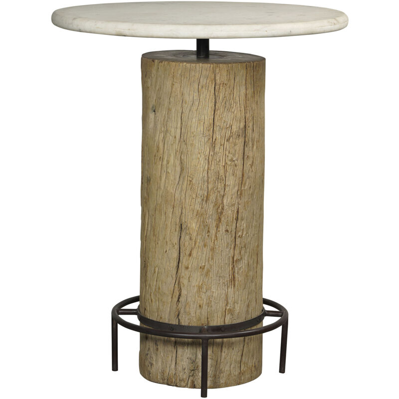 Mesa Bar Teca Marmol 90X90X114 Pieza Unica