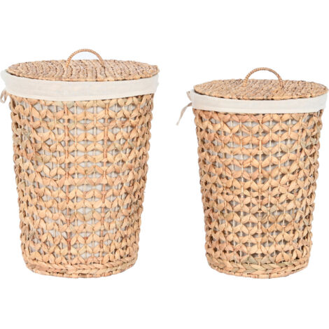 Cesta Ropa Set 2 Junco Algodon 40X40X58 Con Tapa DC206494