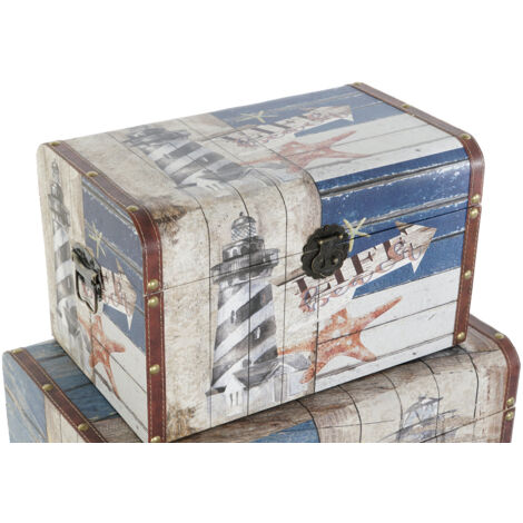 Baul Set 3 Pu Madera 60X40X39,5 Multicolor LM203844