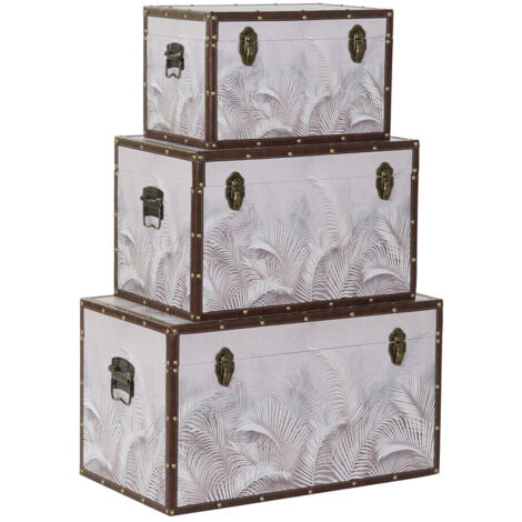 Baul Set 3 Lienzo Mdf 59,5X34X34 Tropical Gris LD193800