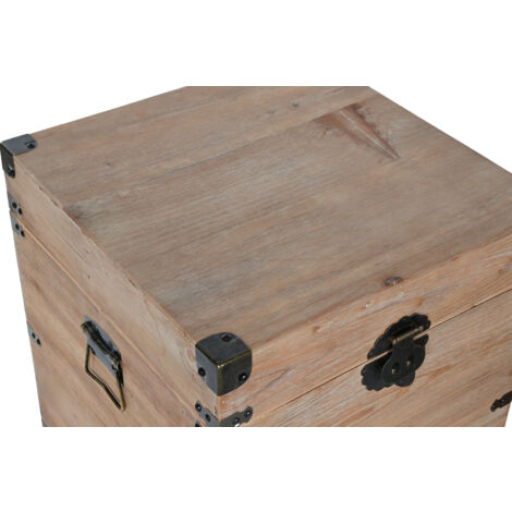 Baul Set 2 Abeto Metal 48X48X61 Rustico Natural MB206518