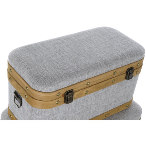 Baul Set 3 Poliester Madera 60X36X34 Gris MB195384