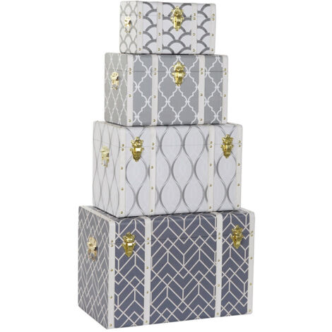 Baul Set 4 Mdf Pu 60X35X40 Blanco MB182977