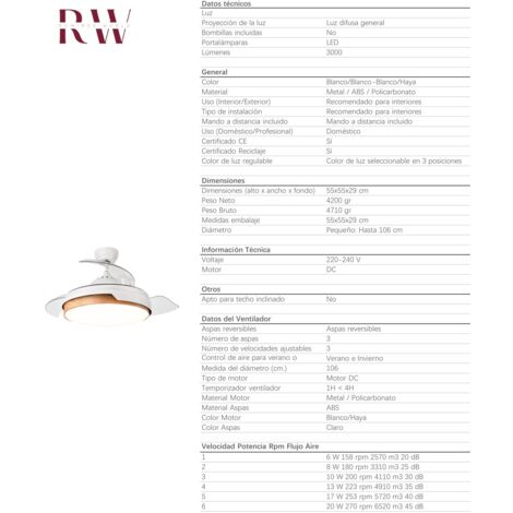 Lampara/Ventilador Metal/Abs Color Madera Y004