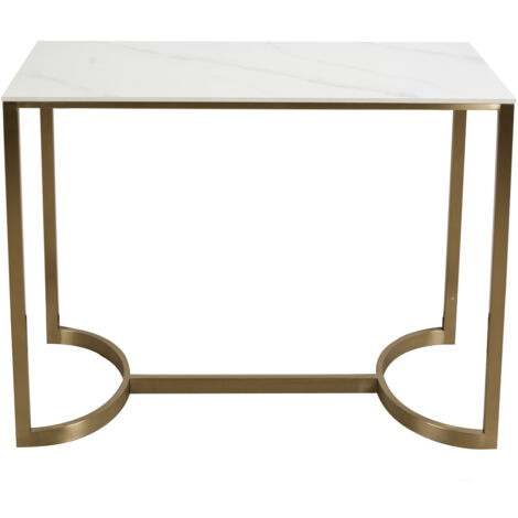 Consola Acero Inox Dorada Tapa Marmol 352208