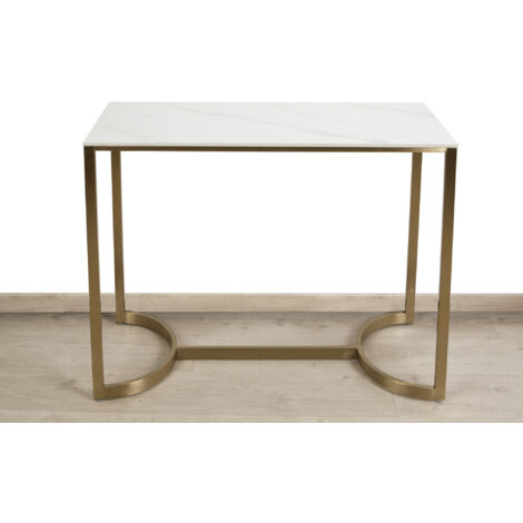 Consola Acero Inox Dorada Tapa Marmol 352208