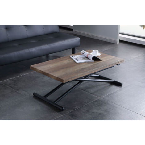 Mesa Centro Elevable Y Extensible Up - Down Nogal / Negro OK1255