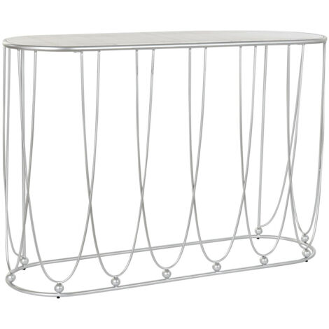 Consola Metal Marmol 115X35X78 Plateado Blanco
