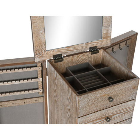 Joyero Mdf Espejo 37X28X91,5 5 Cajones Natural