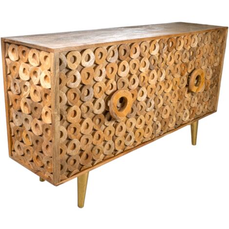 Mueble 4 Puertas Tallada Circulos Madera Mango
