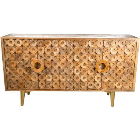Mueble 4 Puertas Tallada Circulos Madera Mango
