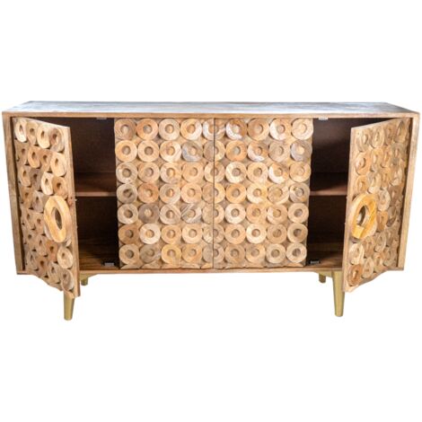 Mueble 4 Puertas Tallada Circulos Madera Mango