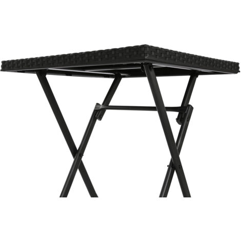 Mesa Set 3 Ratan Sintetico Acero 58X58X71,5 Negro