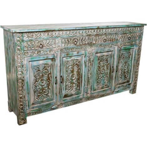 Mueble 4P+4C Madera Mango Tallada