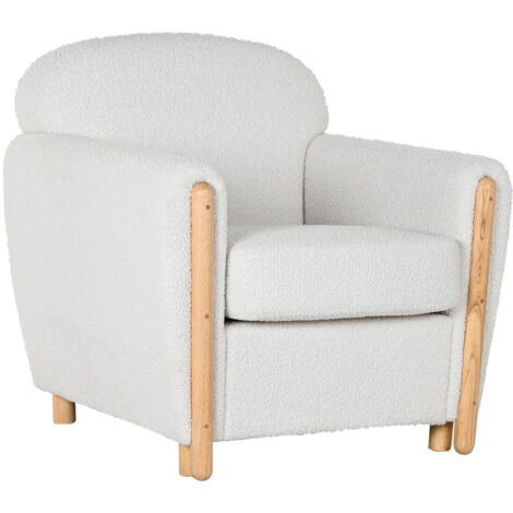 Sillon Poliester Madera 81X78X82 Bucle Blanco
