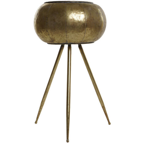 Macetero Metal 38X38X68 Envejecido Dorado