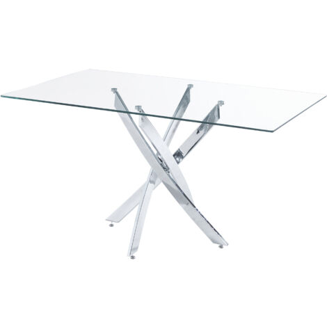 Mesa Comedor Thunder Rectangular Cristal / Cromo. OK1338
