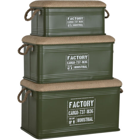 Baul Set 3 Metal Fibra 68X35,5X38,5 10,90 Factory