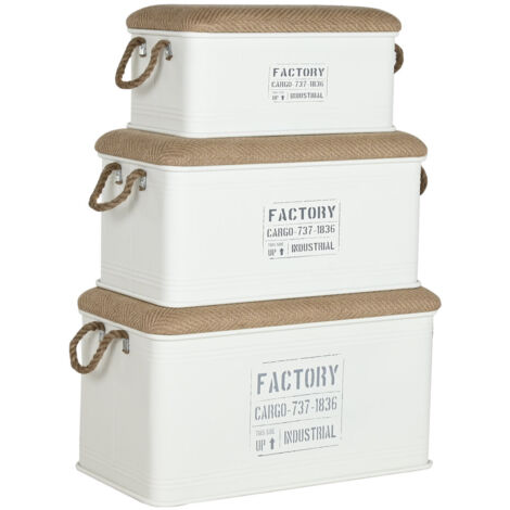 Baul Set 3 Metal Fibra 68X35,5X38,5 10,90 Factory