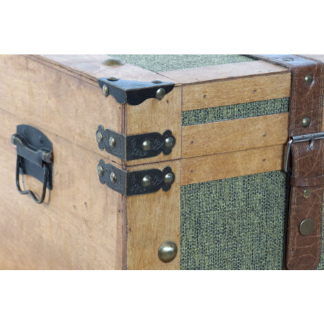 Baul Set 3 Madera Lienzo 81X50X45 14,50 Verde