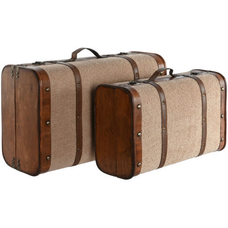 Baul Set 2 Madera Poliester 60X37X24 Borreguito