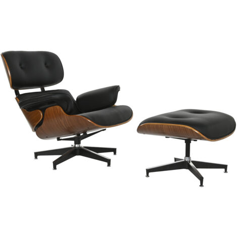 Butaca Set 2 Madera Pu 89X87X79 Reposapies Negro