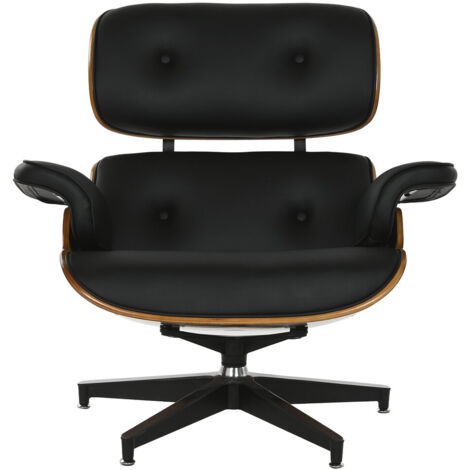 Butaca Set 2 Madera Pu 89X87X79 Reposapies Negro