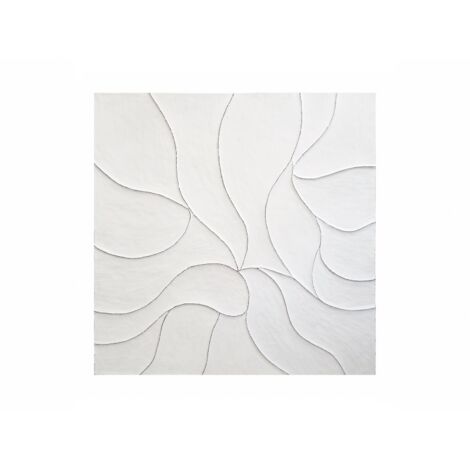 Panel Madera Blanco Lineas Onduladas A Relieve 120X120 Cms. 120X4X120 Cms