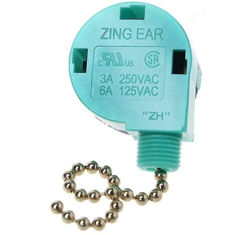 CREA 3a/250v 6a/125v Zipper Switch 3 Speed Pull Chain Nickel Fan Wall ...