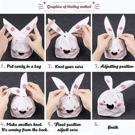 CREA 100pcs Cute Rabbit Long Ear Candy Gift Bags, Easter Goodie Bags ...
