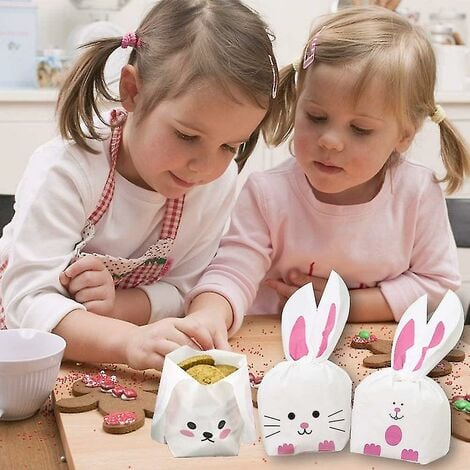 CREA 100pcs Cute Rabbit Long Ear Candy Gift Bags, Easter Goodie Bags ...