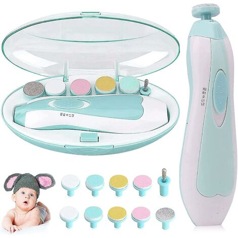 Baby Nail File Electric Nail Trimmer For Baby With Light 10 Replacement ...