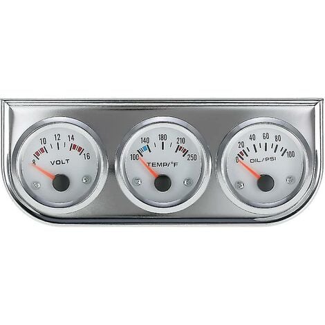3 In 1 Car Meter Auto Gauge2 Chrome Voltage Gauge Water Temp Gauge Oil ...