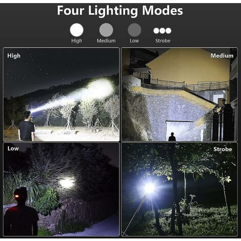 Lampe frontale LED rechargeable HL90 puissante 90000 lumens étanche ...