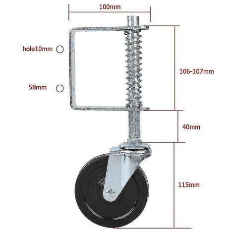 CREA 4 Inch Rubber Gate Wheel Spring Loaded Swivel Caster Heavy Duty ...