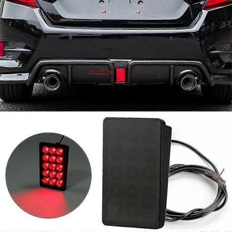 F1 Style 15 Led Rear 3rd Third Strobe Flashing Tail Brake Stop Light Universal Car Lights Signal ...