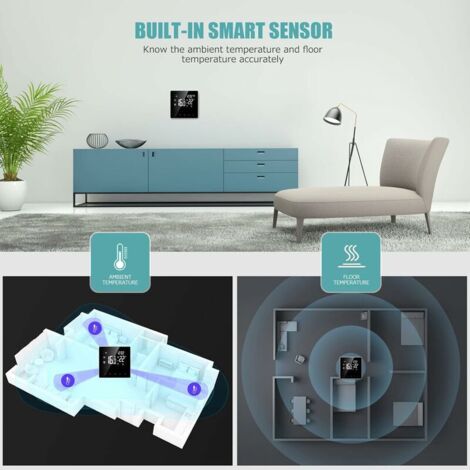 Thermostat WiFi, Thermostat pour Chauffage Au Sol électrique 16A, Alexa Google Home Tuya APP ...