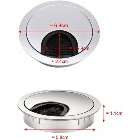 Lot de 2 Passe Cables Ronds Encastrables, Passe Cable Fil Métal Acier ...